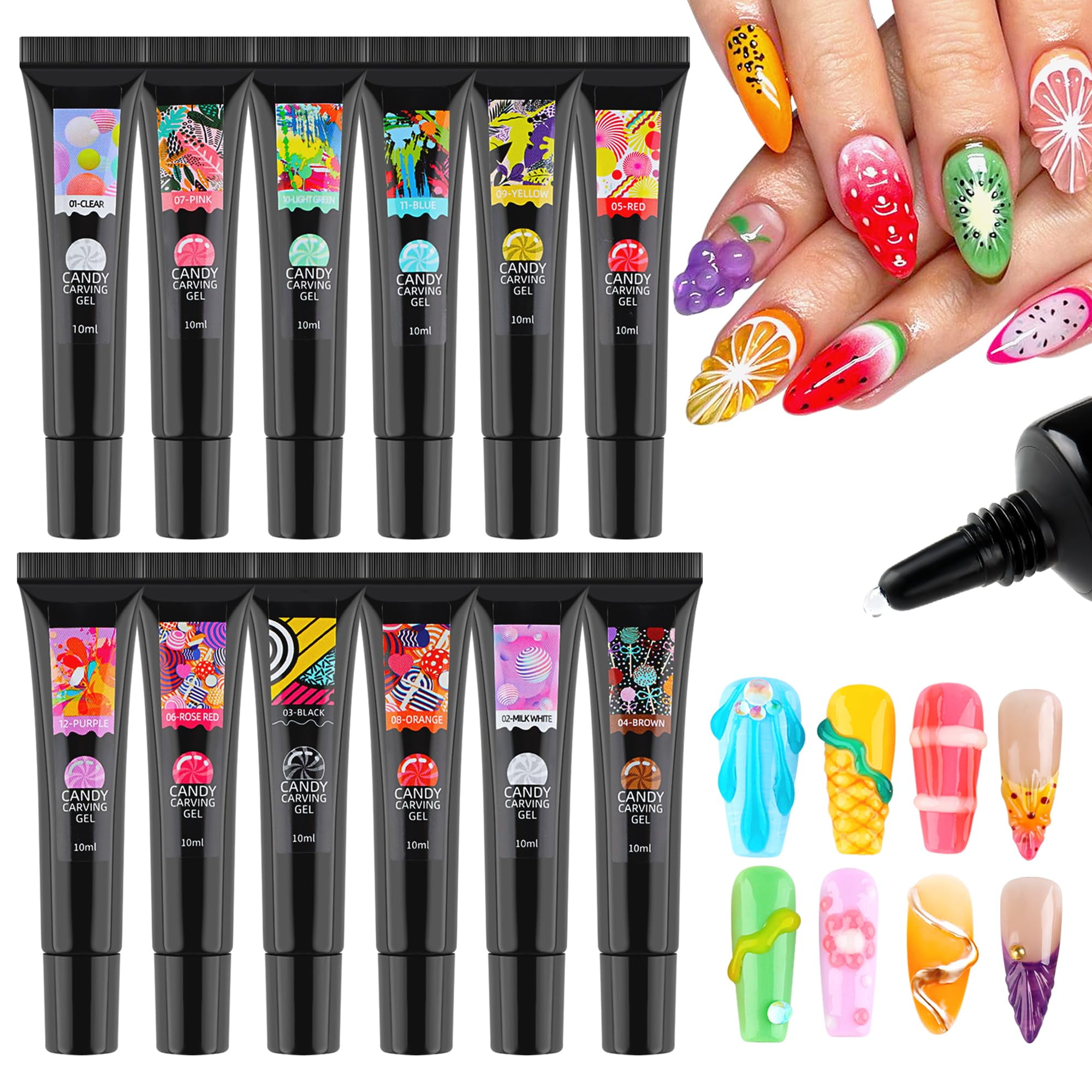 FSpronail 3D Sculpting Gel for Nail Art 12 Colors Modeling Nail ...