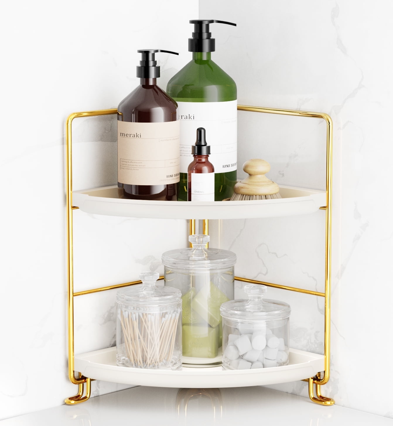 FSyueyun Stainless Steel Corner Makeup Organizer, 2-Tier with 4 ...