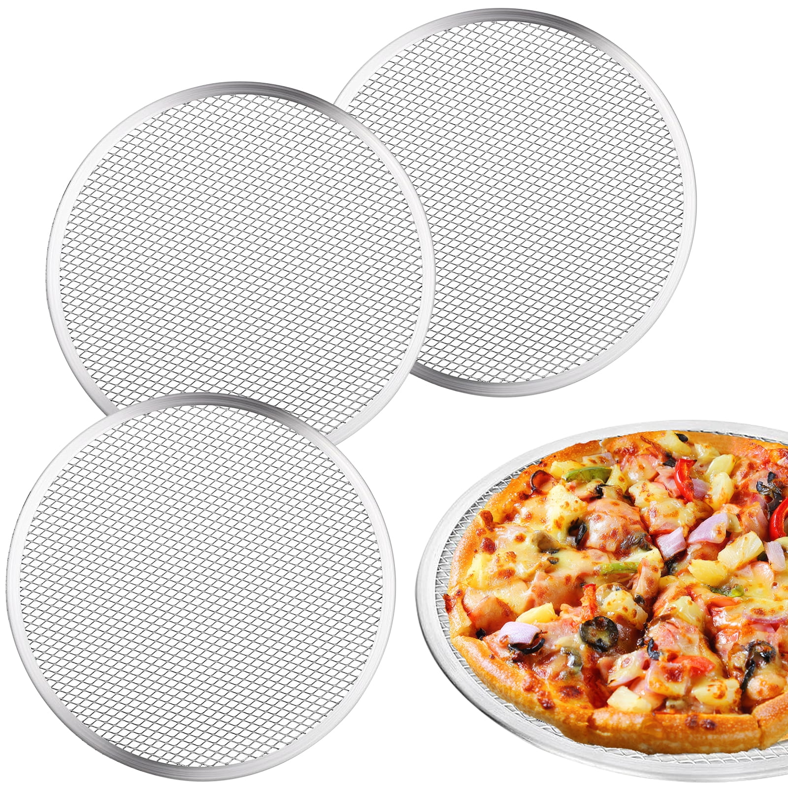 FT Hita 3Pcs 10Inch Pizza Pan,Non-Stick Pizza Tray with Reinforced Rim ...