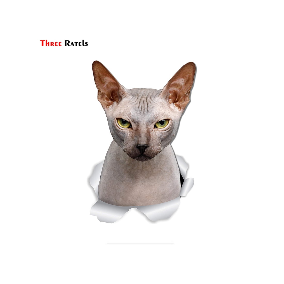 FTC-1040 Three Ratels 3D Cat Stickers Breakout Siamese for Wall Fridge ...