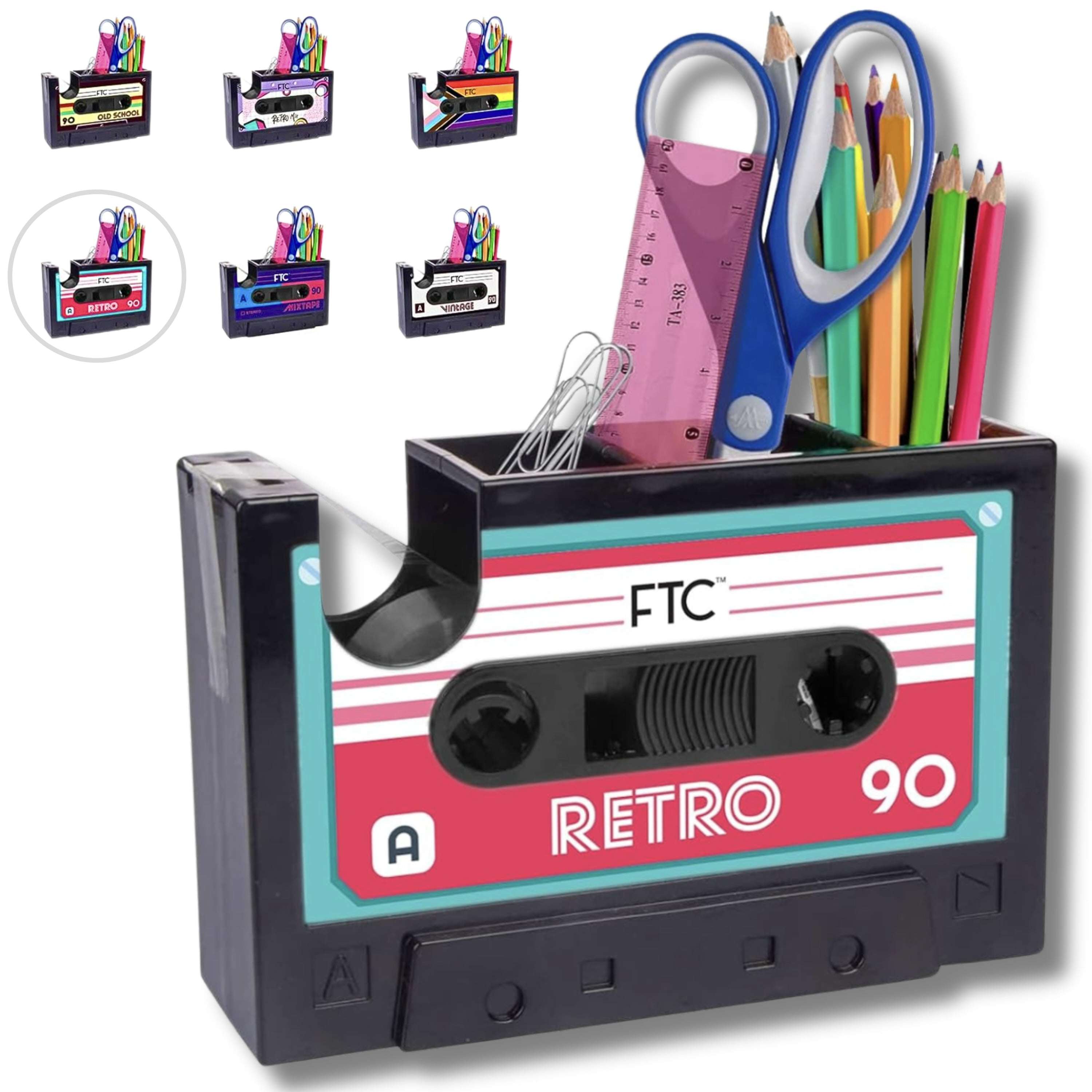 FTC 80’s Cassette Tape Dispenser Office Supply Holder - 6.70" x 1.98" x ...
