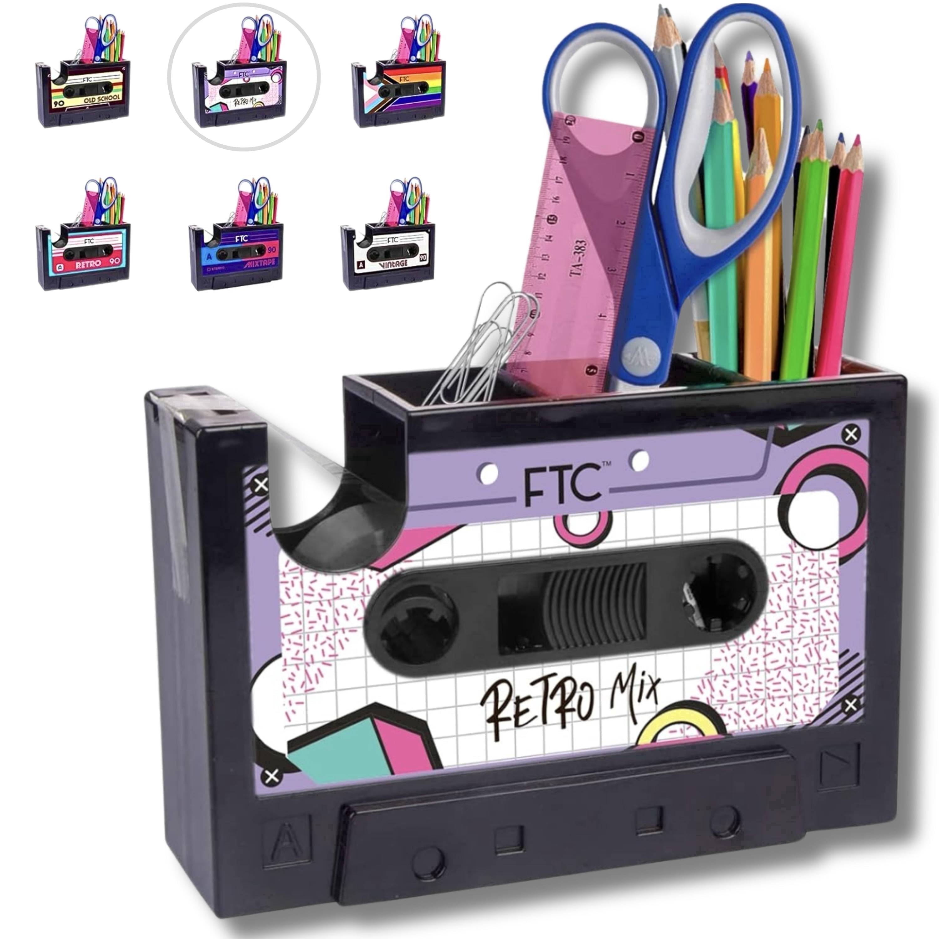 Retro Cassette Tape Dispenser Desk Organizer, FTC Retro Office Supply ...