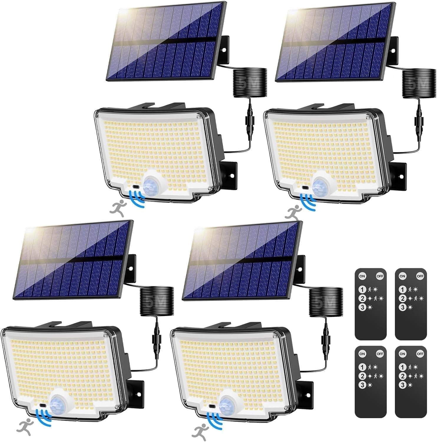 FTC Solar Powered LED Motion Sensor Outdoor Flood Lights, 4 Pack ...