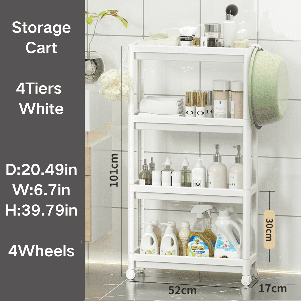 FTCBJJA 4 Tier Plastic Storage Shelf Rack Floor Storage Shelving with ...