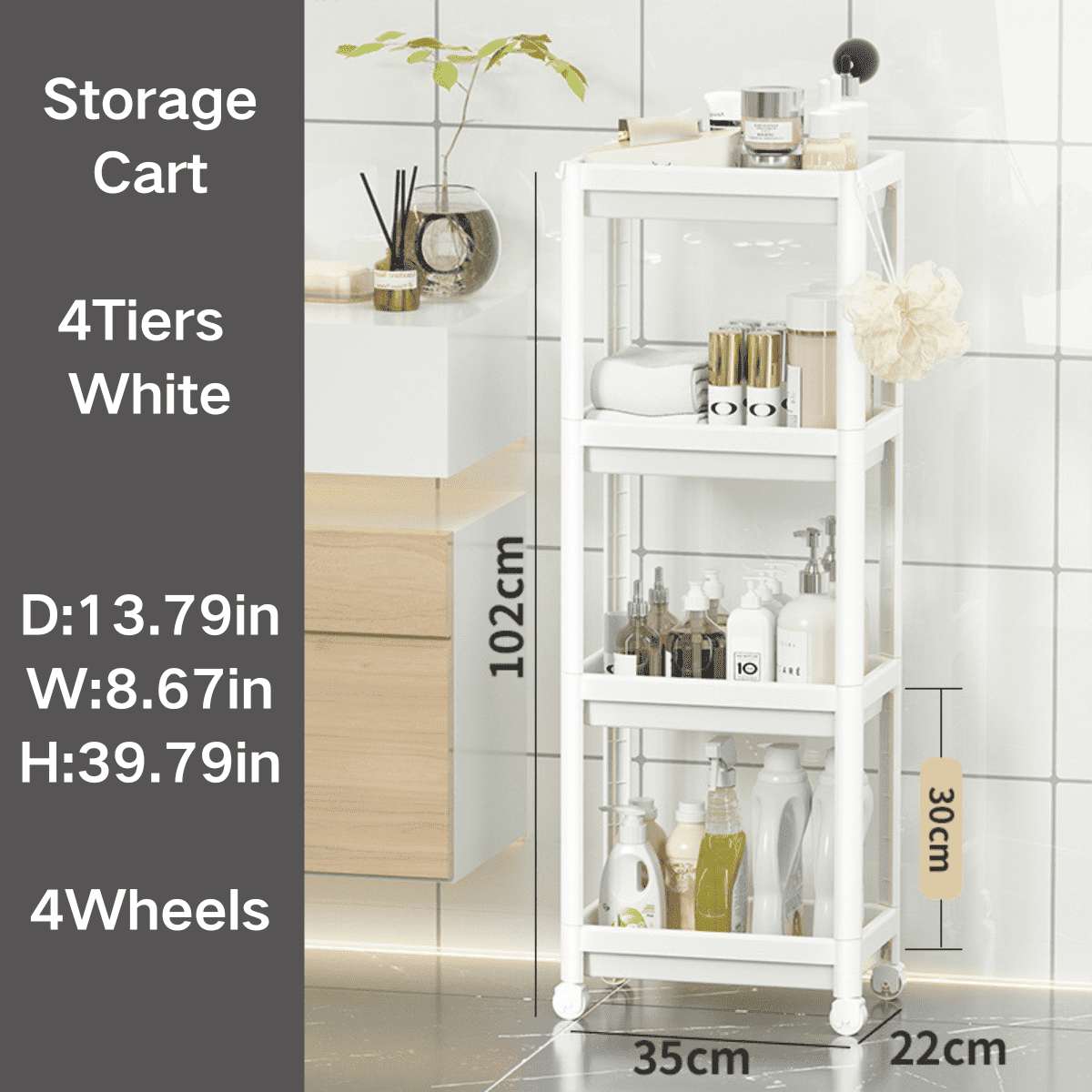 FTCBJJA 4 Tier Plastic Storage Shelf Rack Floor Storage Shelving with ...