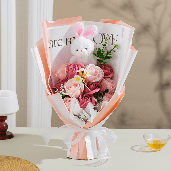FTCBJJA Artificial Rose Flower Bouquet Gifts, 11 Scented Soap Roses ...