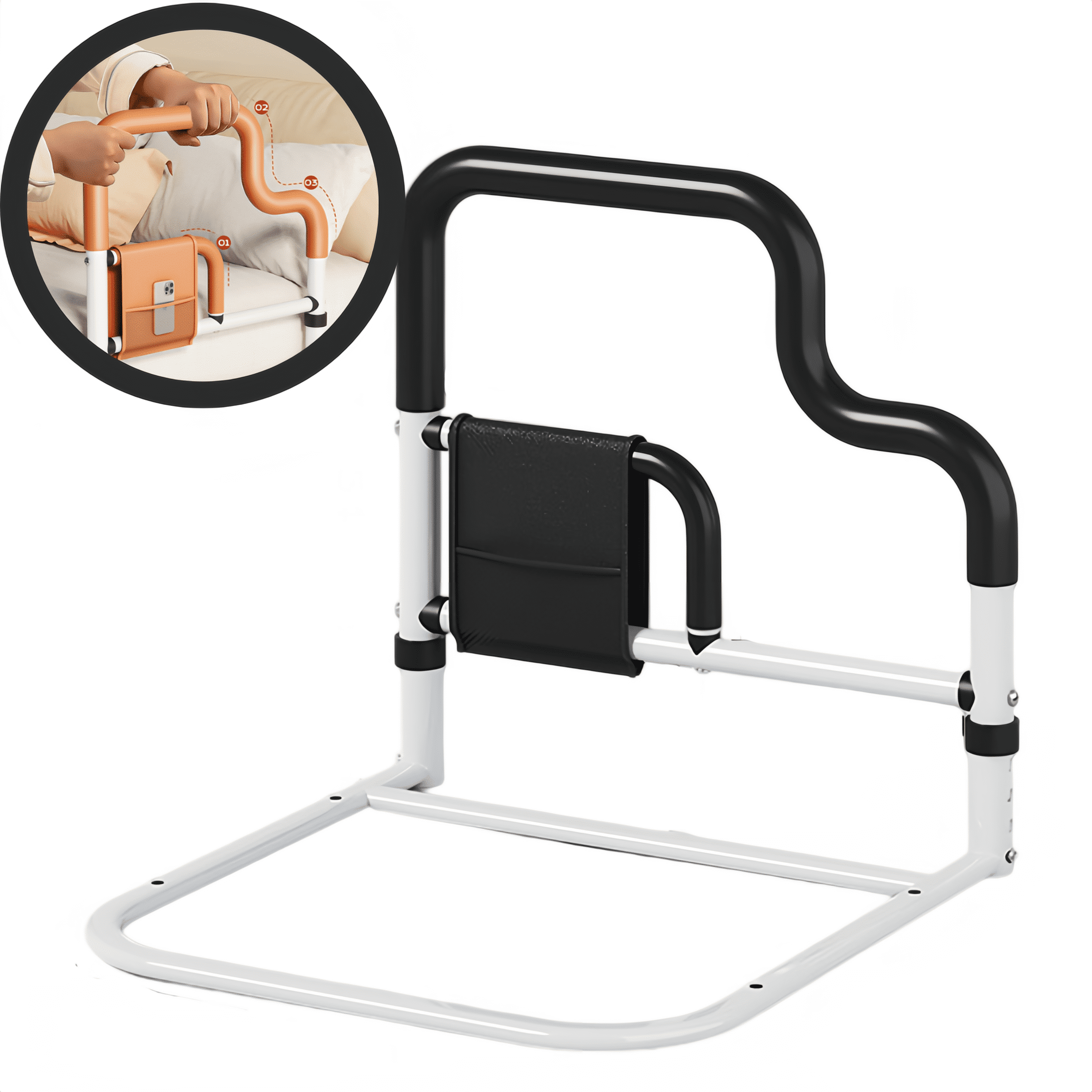 FTCBJJA Bed Assist Rail for Elderly with Step-Up L-Shaped Dual ...