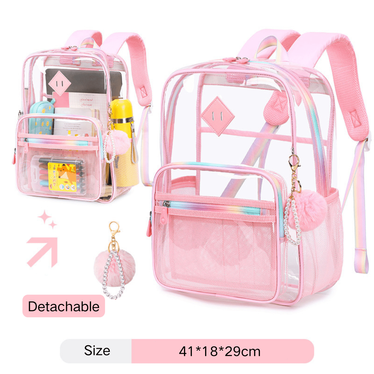 FTCBJJA Clear Backpack Large Heavy Duty Stadium Approved Waterproof PVC ...