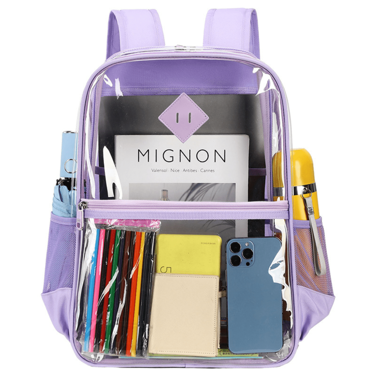 FTCBJJA Clear Backpack Large Heavy Duty Stadium Approved Waterproof PVC Transparent Backpacks ...