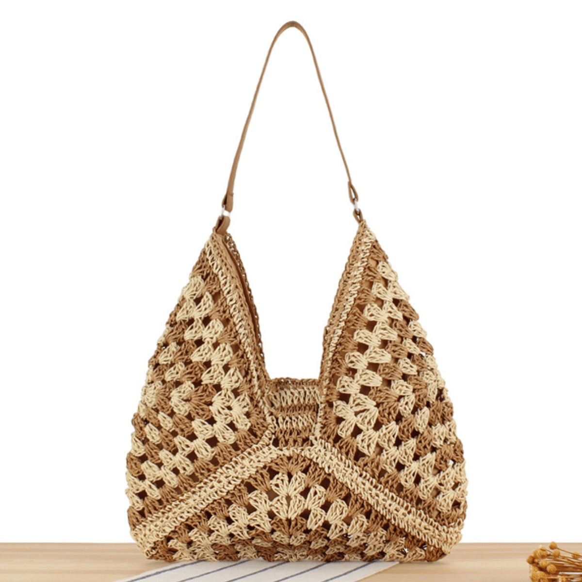 FTCBJJA Large Beach Tote Bag - Extra Spacious Woven Tote with Leather ...