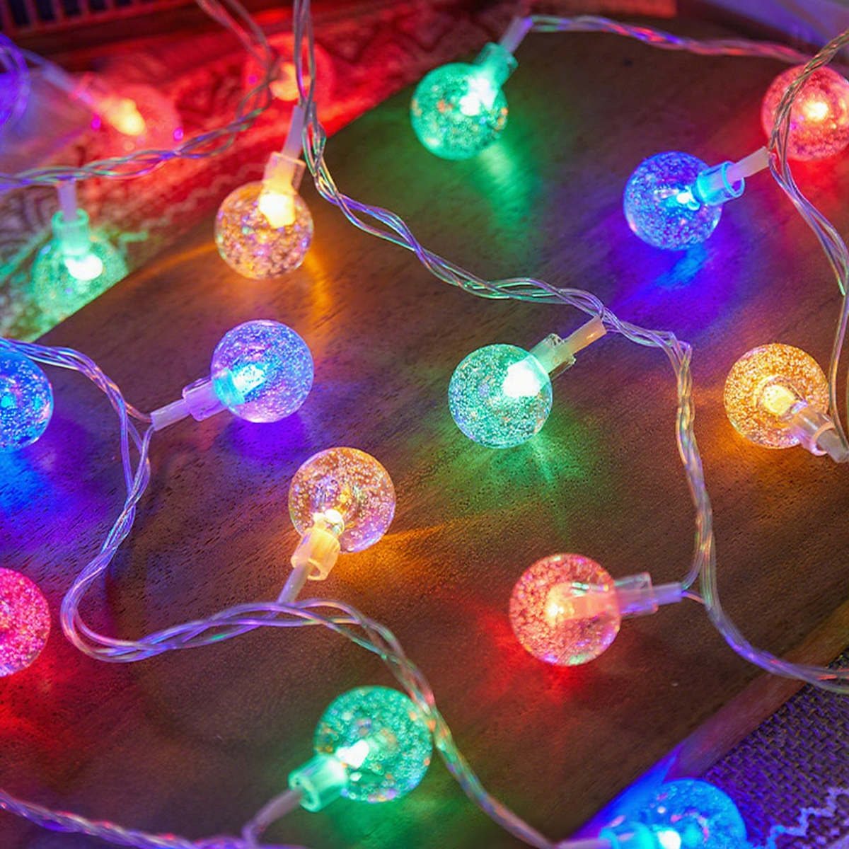 SPACEMUSE USB Christmas Lights Bubble ball String Lights Operated ...