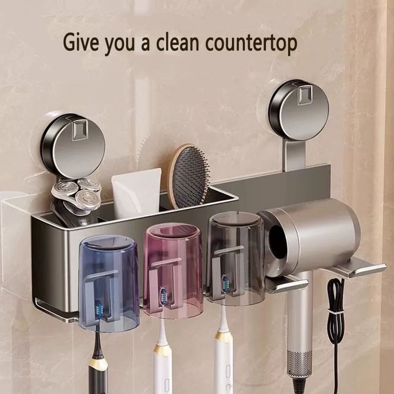 FTCBJJA Wall Mounted Toothbrush Organizer with Suction Cup Includes 3 ...