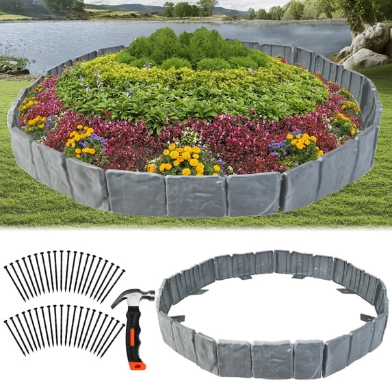 FTCBXT Garden Edging Border, 32 Ft Plastic Landscape Edging Border with ...