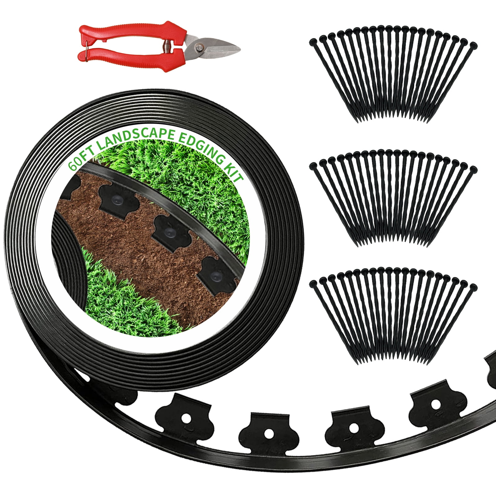 FTCBXT Landscape Edging Border 2 Inch Tall with 60-Pack Spiral Nylon ...