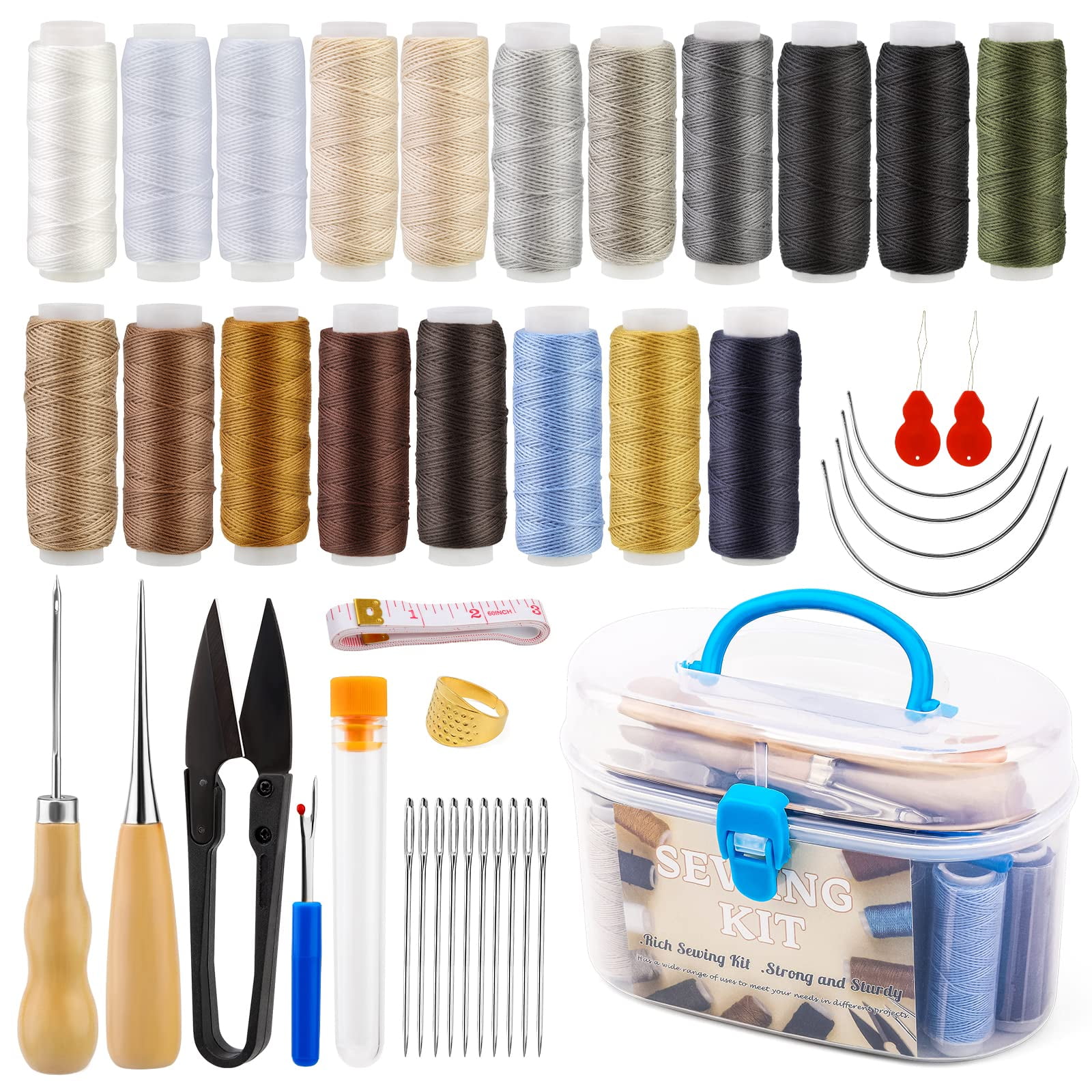FTEVEN 43 Pieces Upholstery Repair Sewing Kit, Heavy Duty Sewing Kit ...