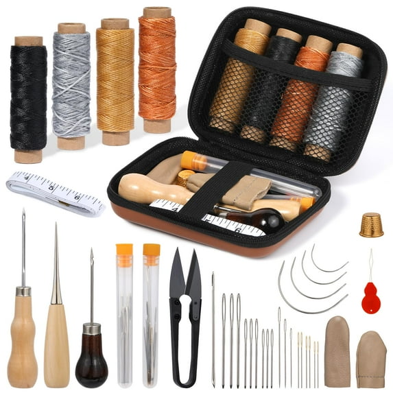FTEVEN Leather Repair Sewing Kit, 39Pcs Leather Working Tools Leather ...