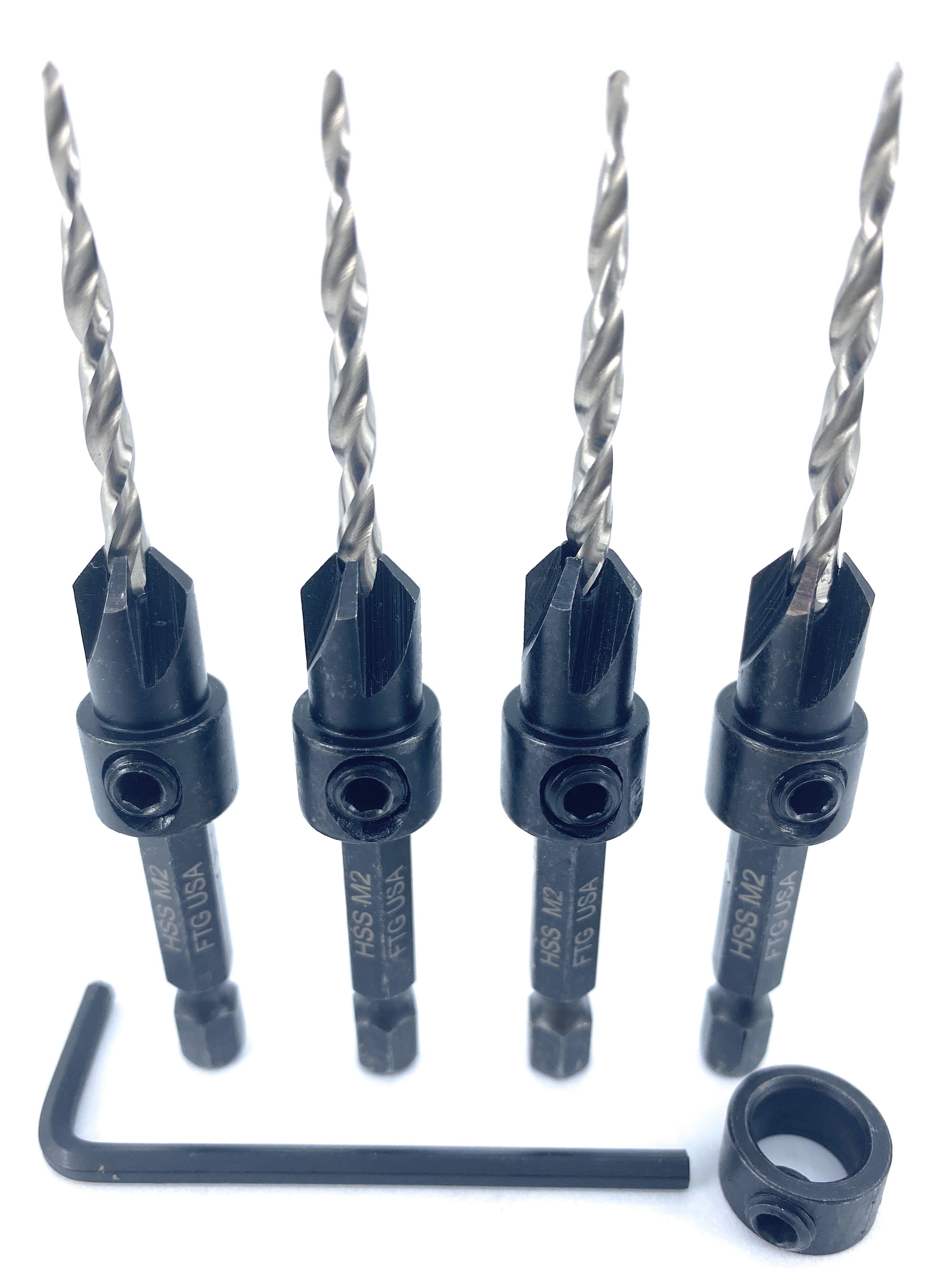 FTG USA Countersink Drill Bit Set 4 Pc Tapered #6(9/64") Countersink ...