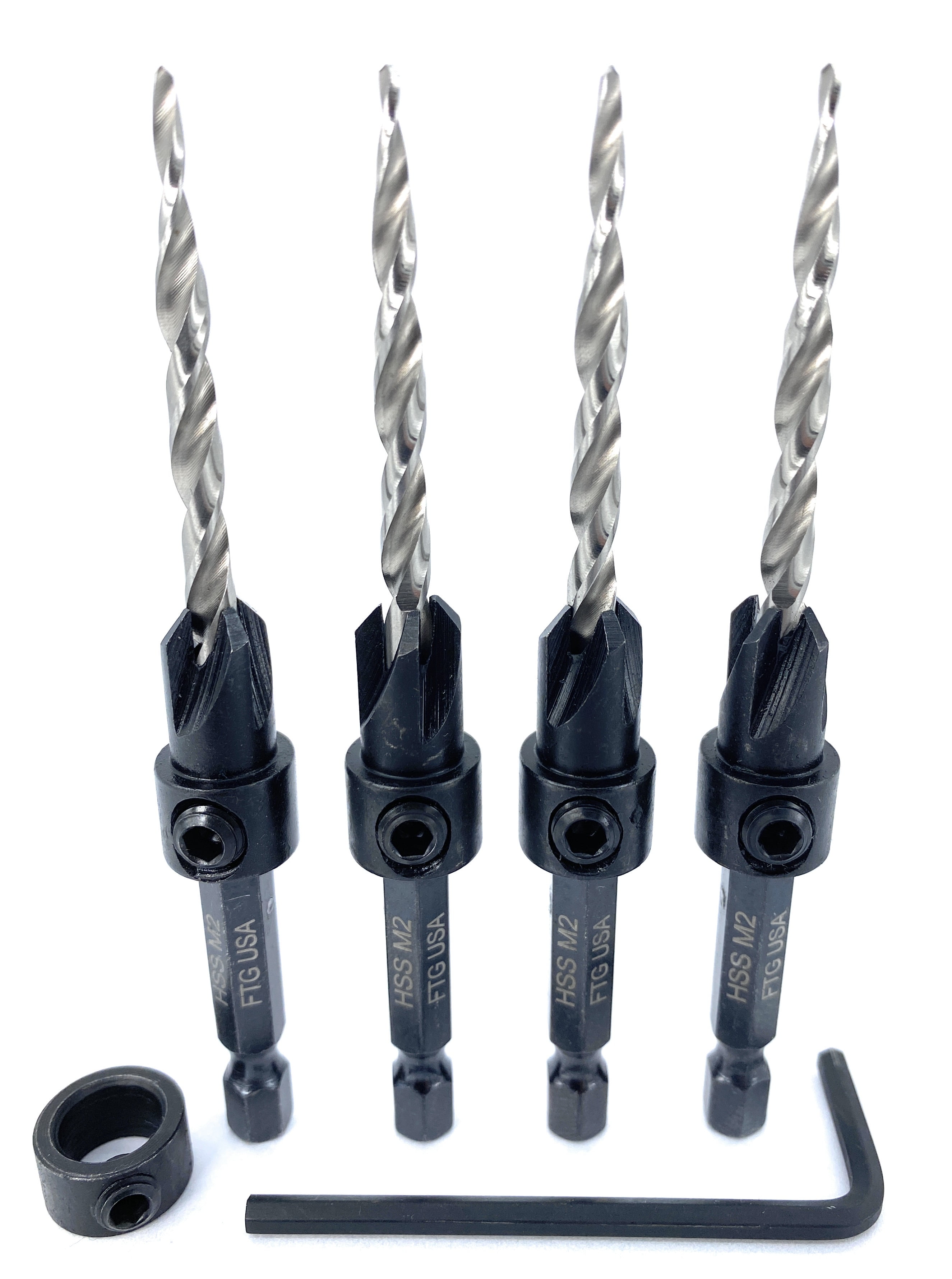 FTG USA Countersink Drill Bit Set 4 Pc Tapered #8(11/64"") Countersink ...