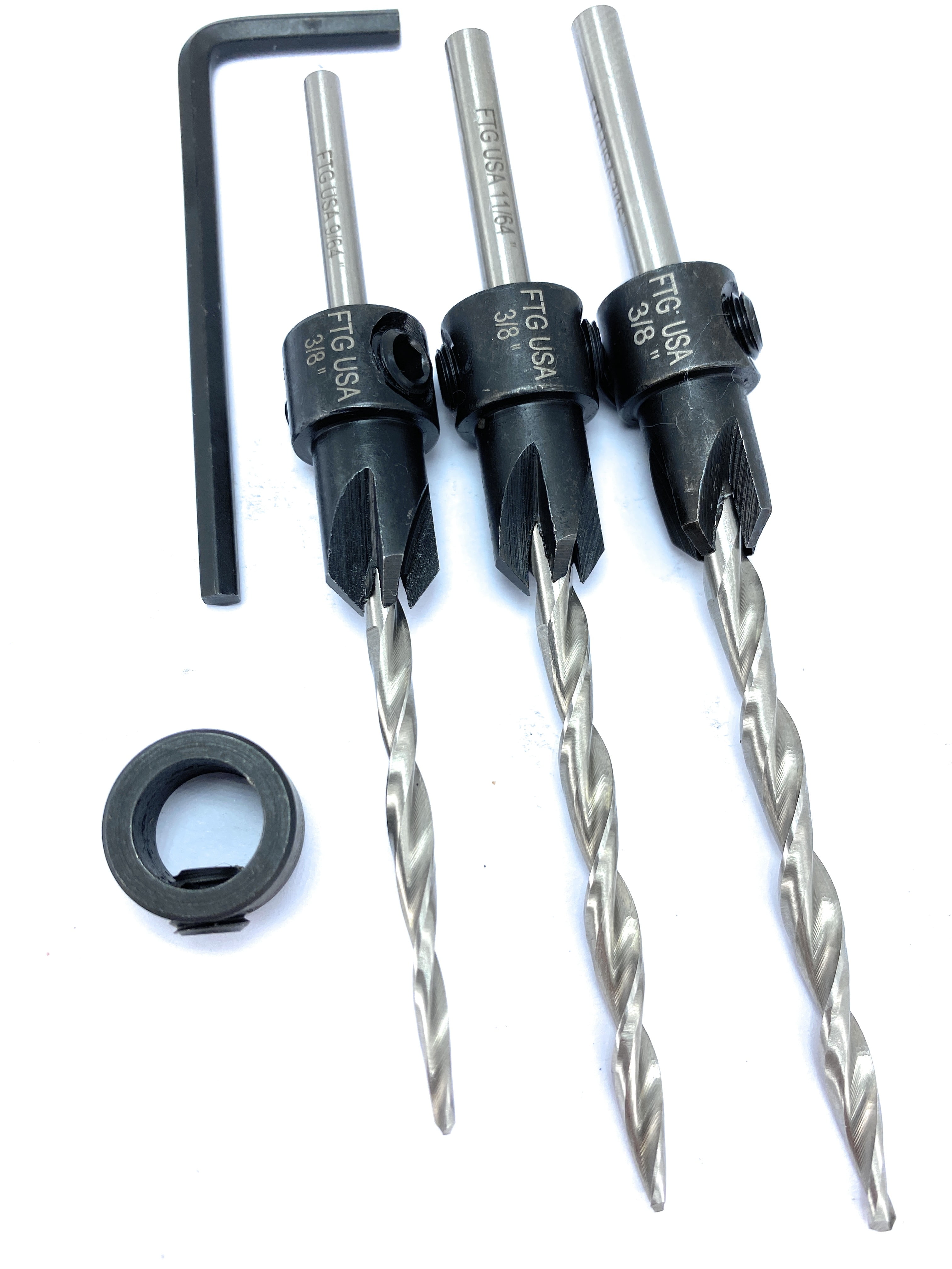 FTG USA Countersink Drill Bit Set #6#8#10 Straight Shank Countersink ...