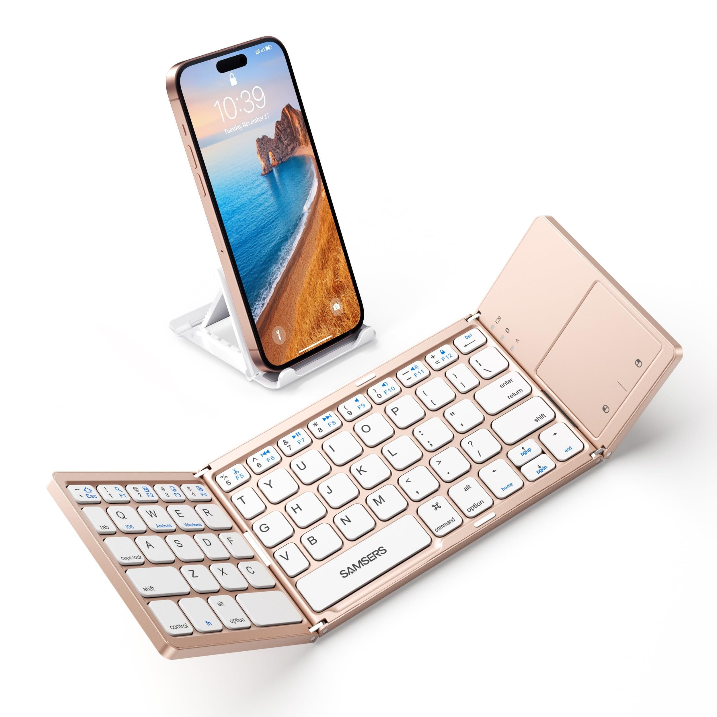 FTJ Foldable Bluetooth Keyboard with Touchpad - Portable Wireless ...