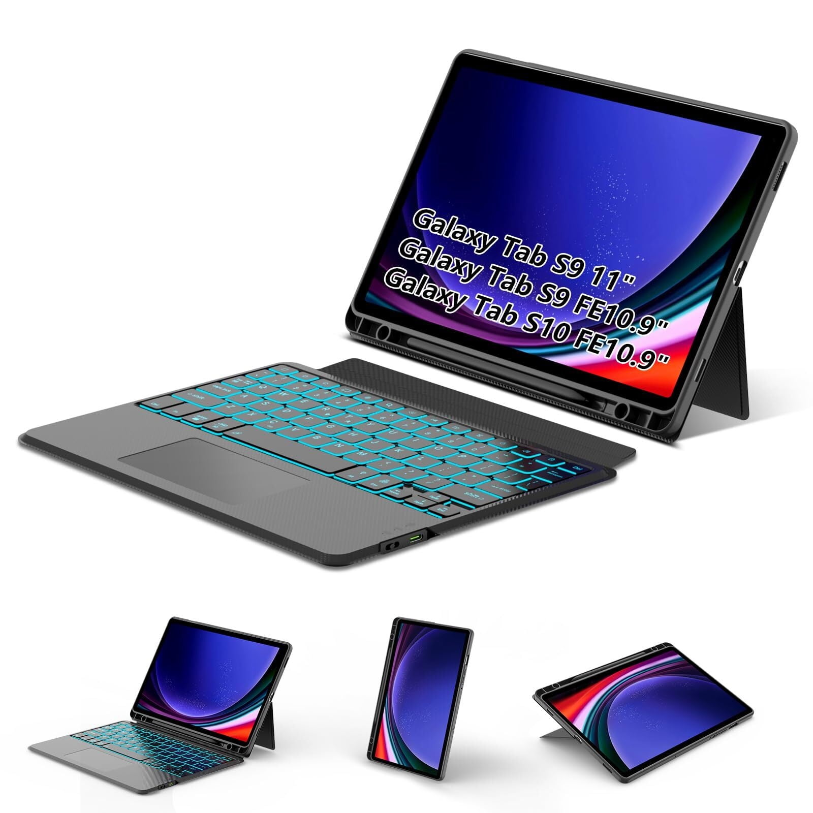 FTJ Trackpad Keyboard Case for Samsung Galaxy Tab S8 Ultra/ S9 Ultra ...