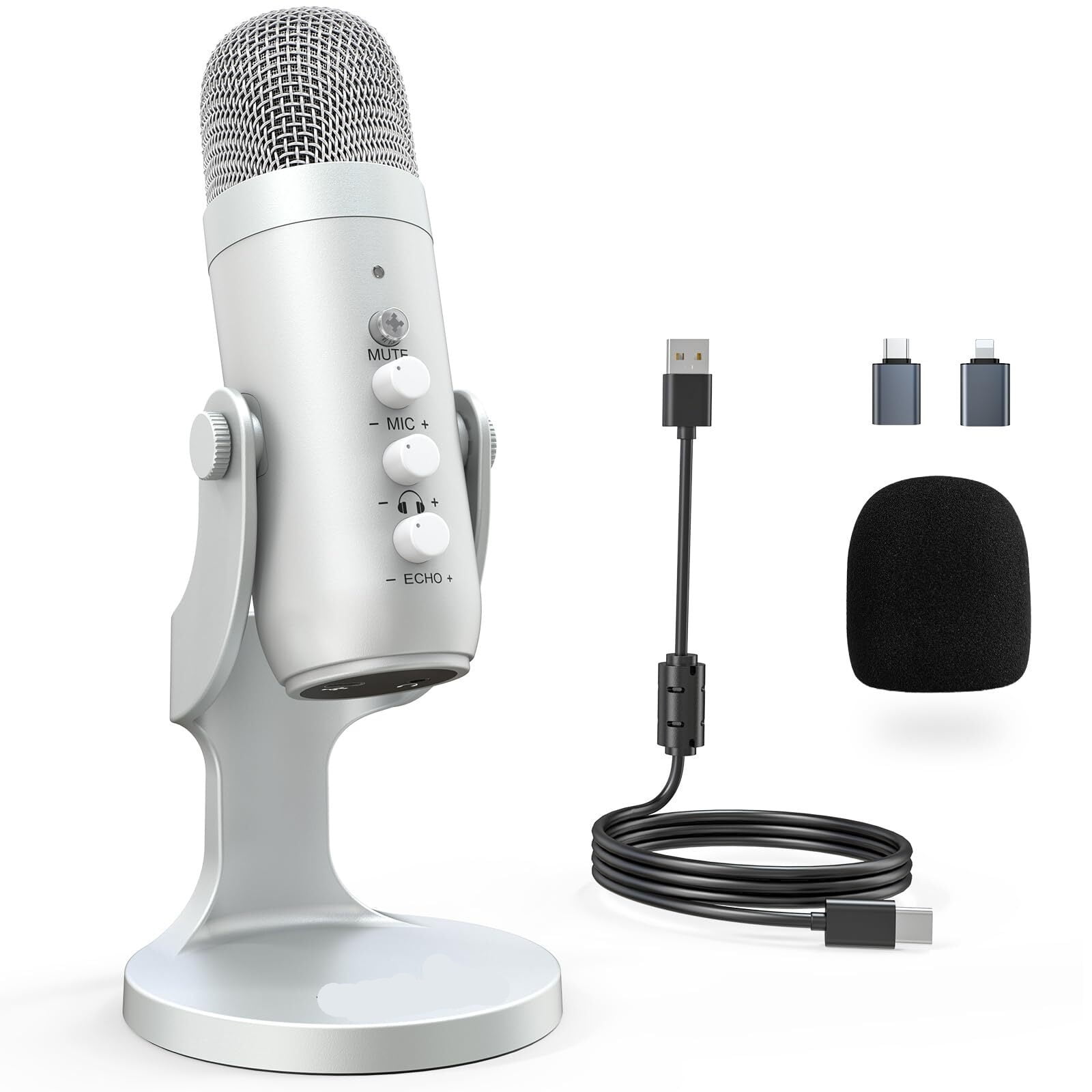 FTJ USB Microphone,Condenser Computer PC Mic,Plug&Play Gaming ...
