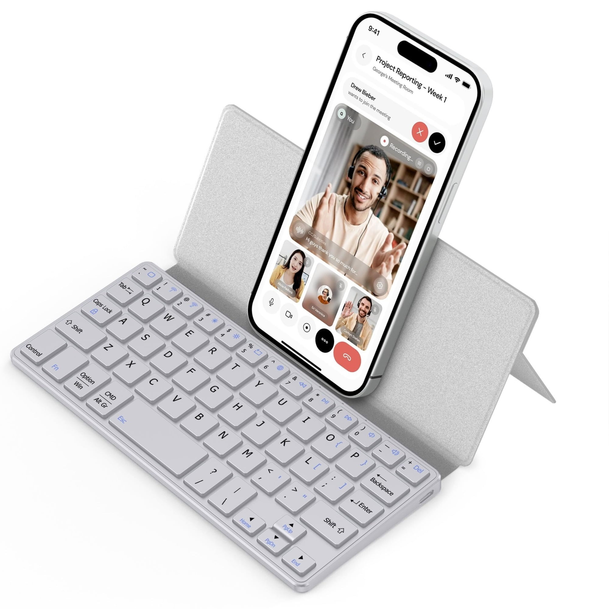FTJ Wireless Keyboard with Stand, Mini Keyboard for Cell Phone, Ultra ...