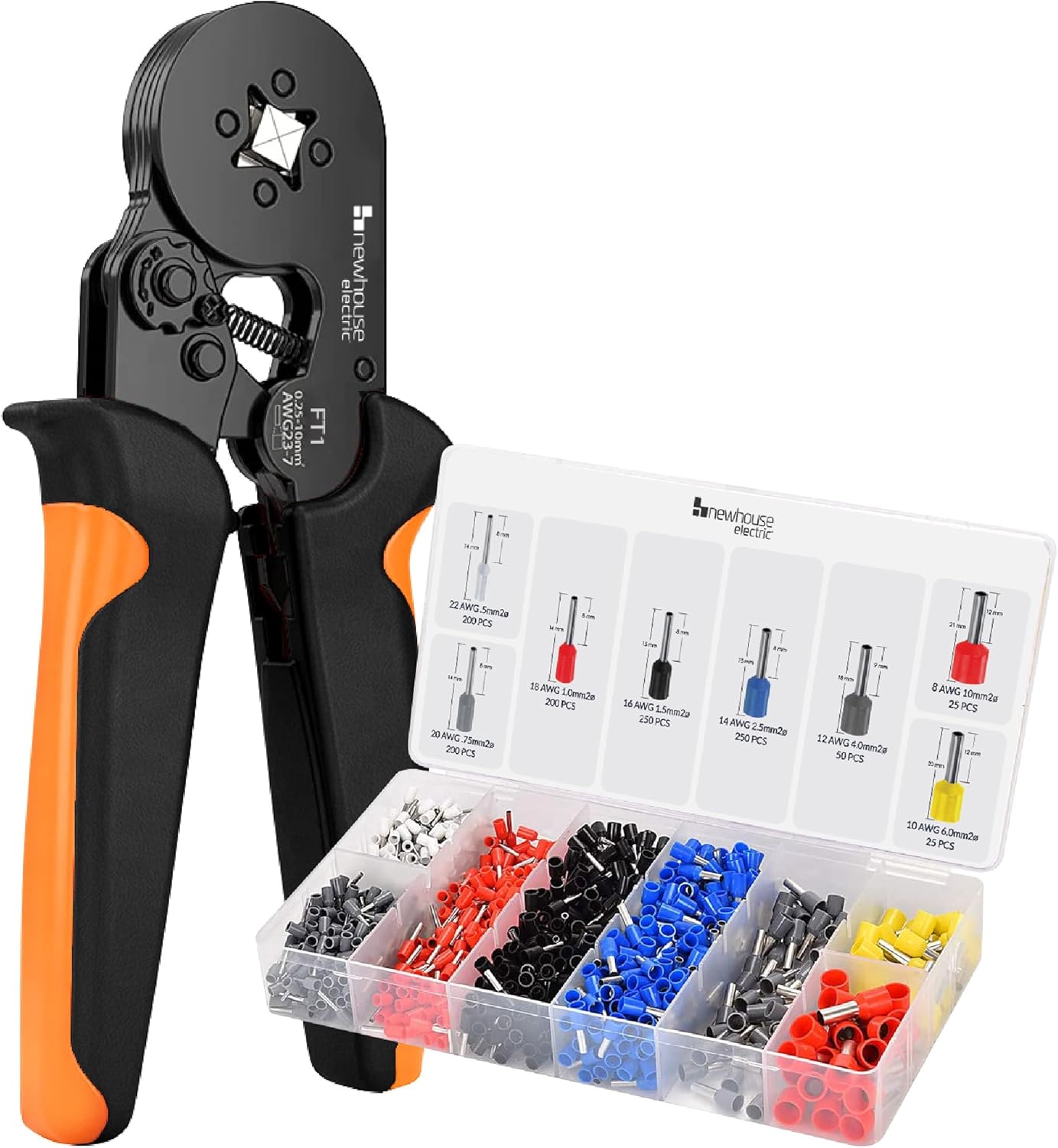 FTK1200 Ferrule Crimping Tool Kit with Wire Crimper Tool, Secure Wire ...