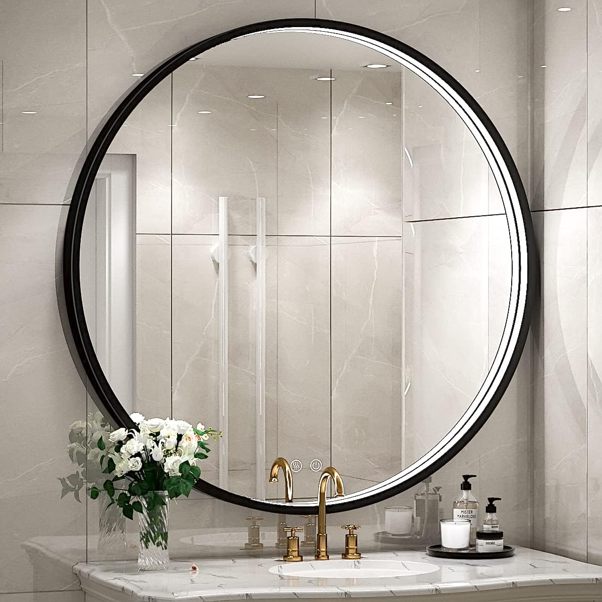 Ktaxon 28x20 inch LED Lighted Bathroom Mirror Silvered Wall Mounted ...