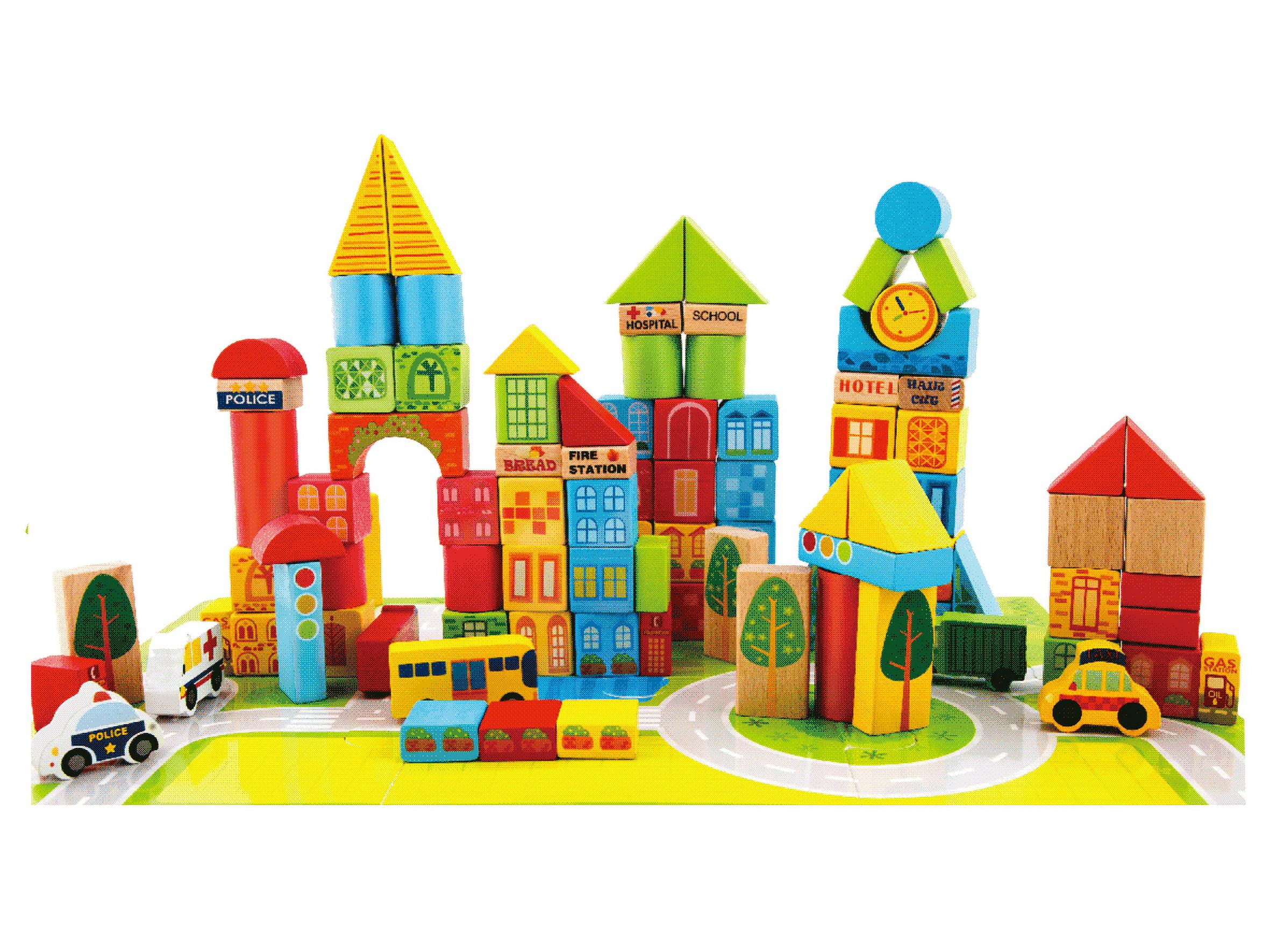 FTS City Transportation Wooden Building Blocks, 100 Pieces - Walmart.com
