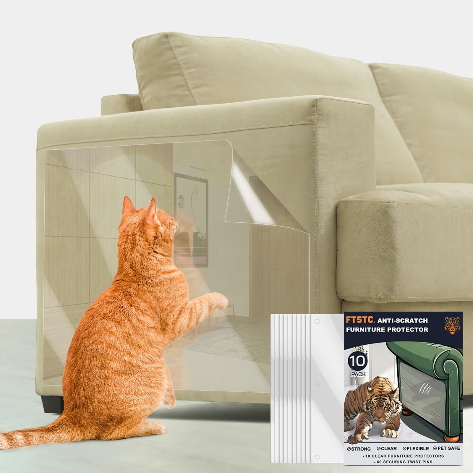 FTSTC Anti Cat Scratch Furniture Protector, 10-Pack, Furniture ...