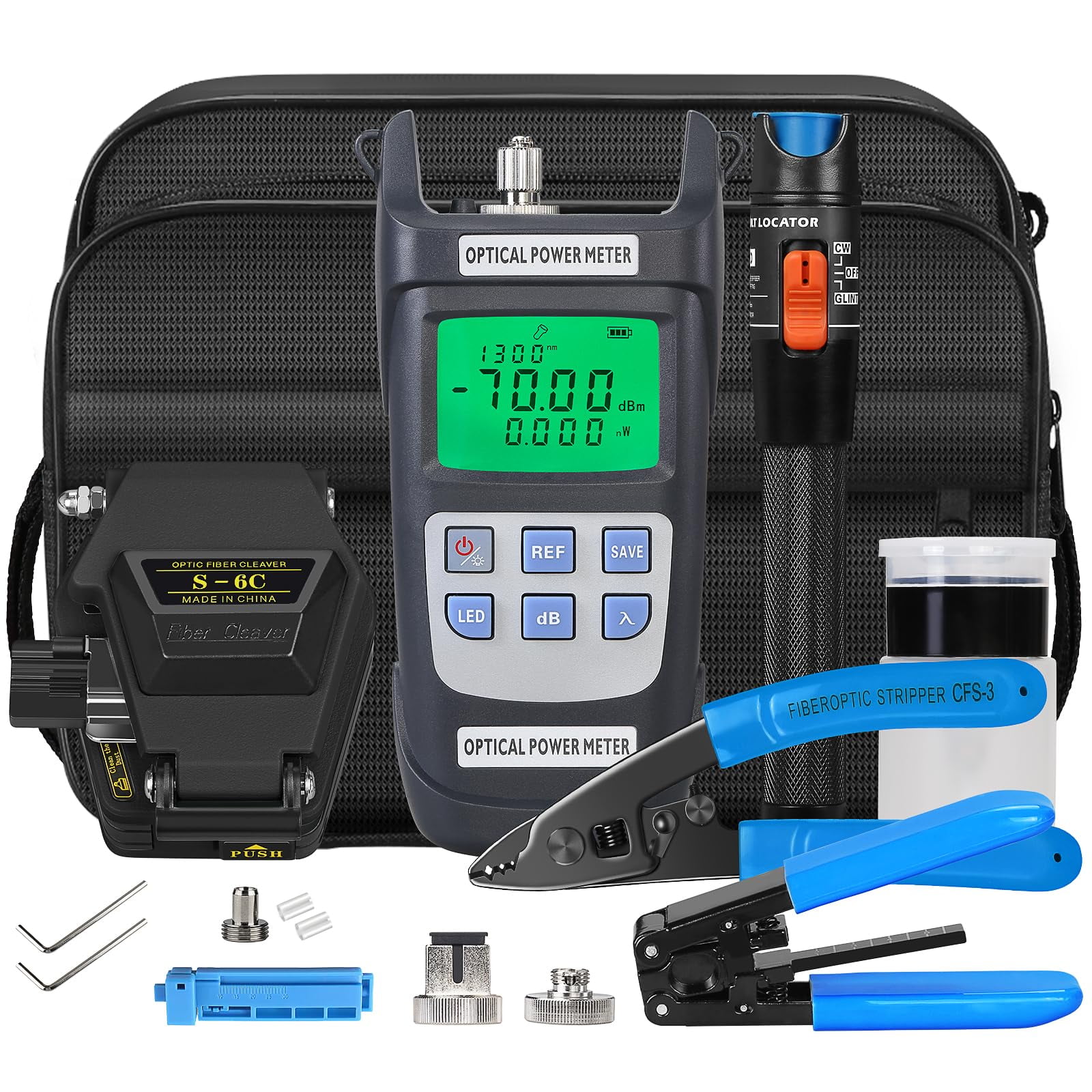 FTTH fiber optic tool kit 8-in-1 fiber optic terminal kit S-6C Optical Fiber Cleaver equipped ...