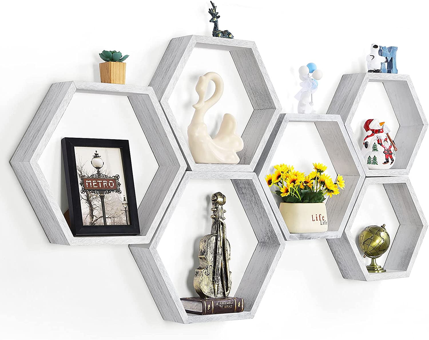 FTUVYIBOPM Hexagon Shelves for Wall Hexagonal Floating Shelves Wall ...