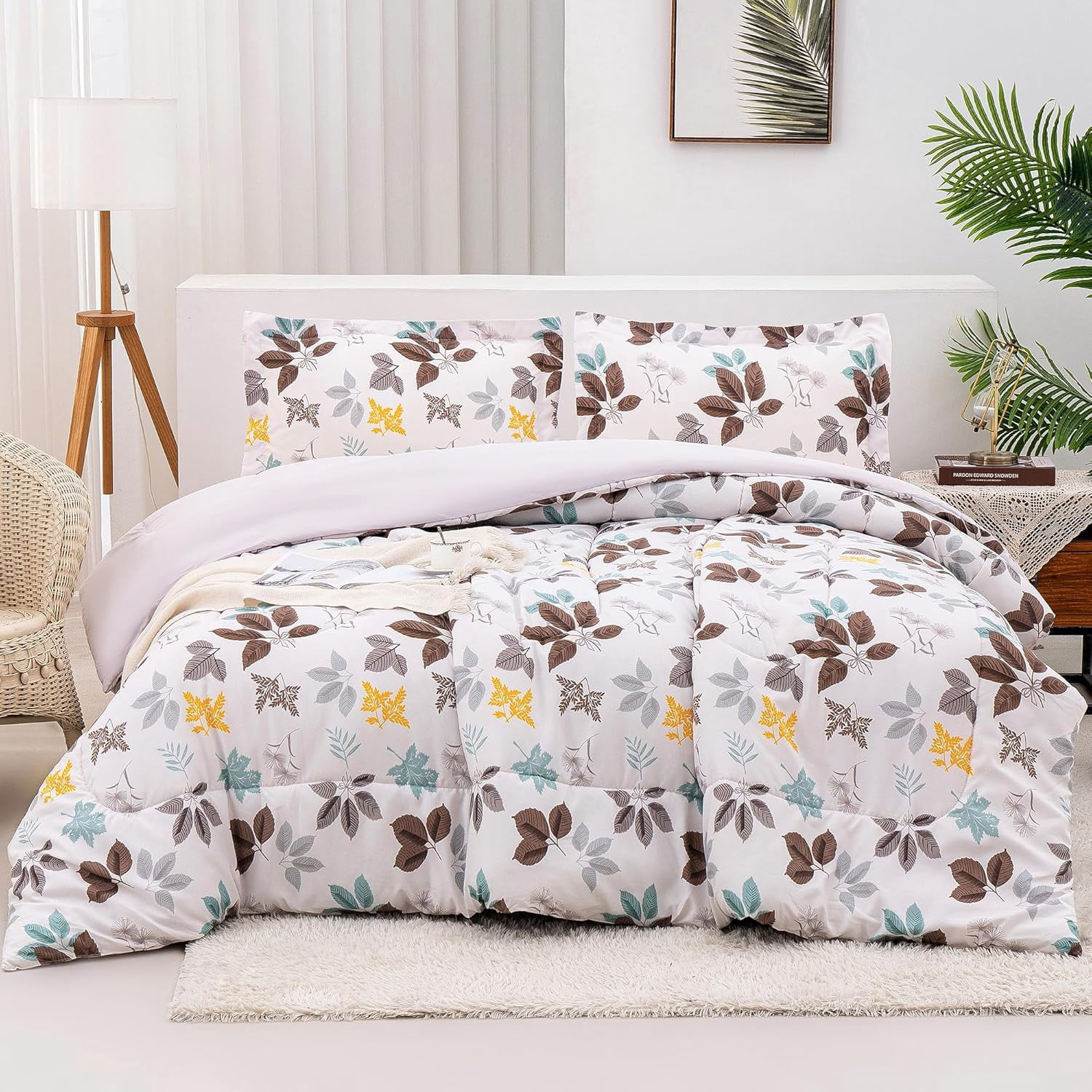 FTVUOBUONO Floral Full Size Comforter Sets Vintage Botanical Flower ...