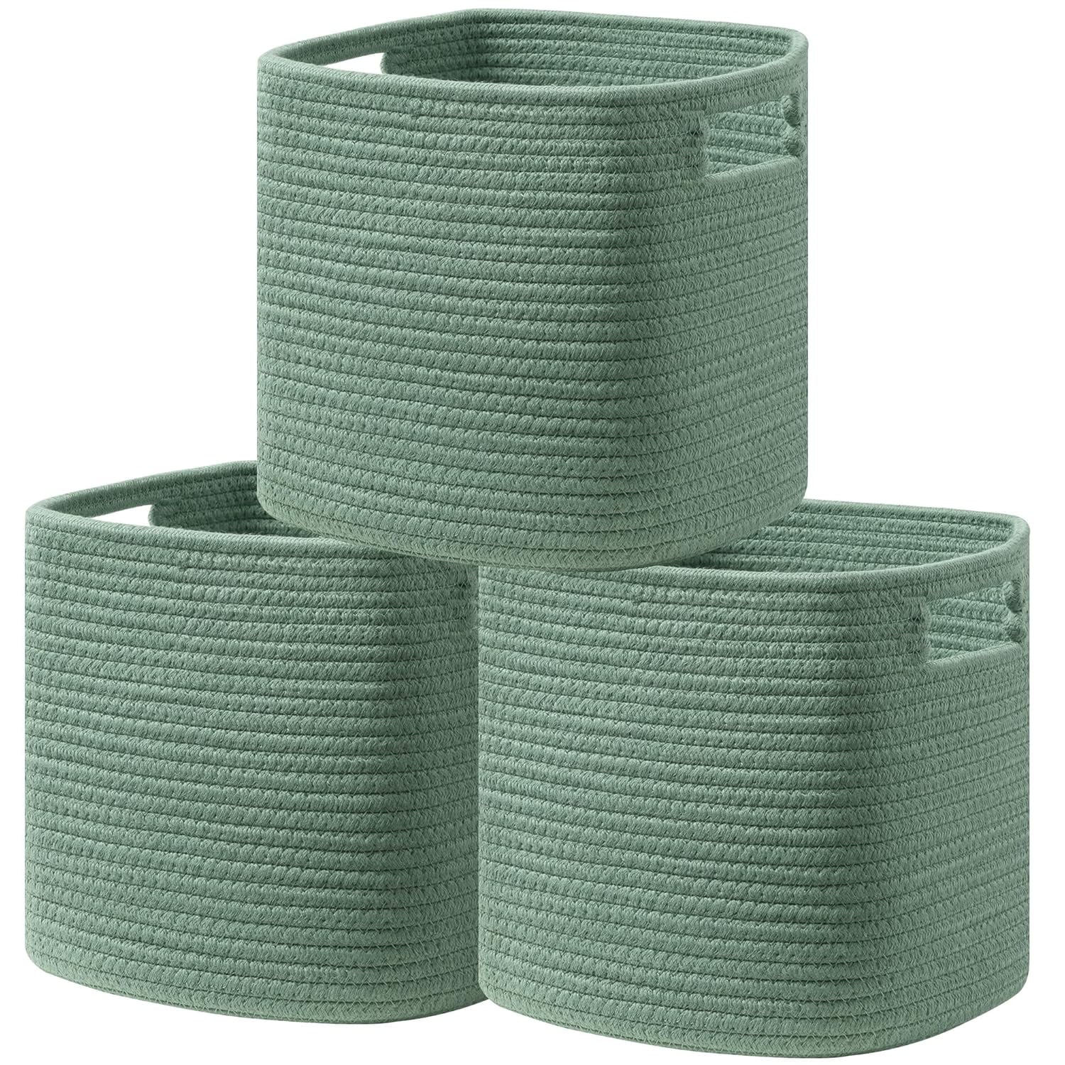 fyigbion Storage Cubes 11 Inch Cotton Rope Woven Baskets for Organizing ...