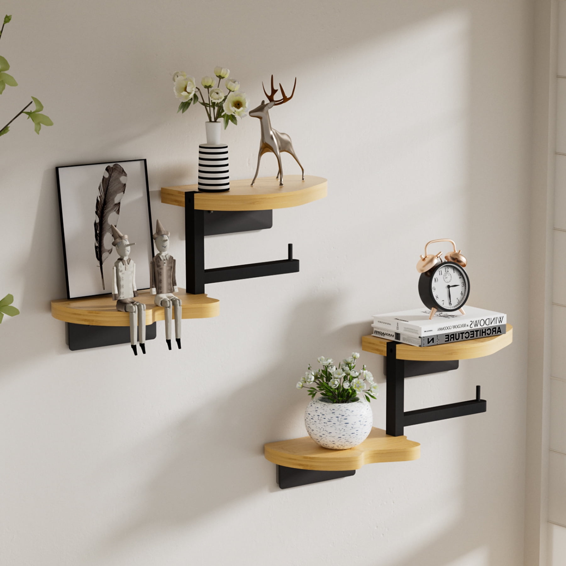 FU NENG Wall-Mounted Shelving Unit Multi-Tier Storage Rack ...