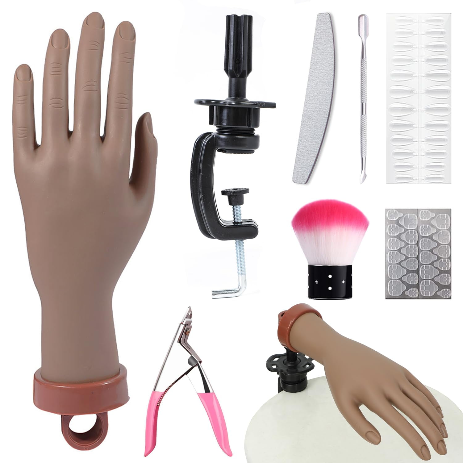 FU SHEN Practice Hand Kit for Acrylic Nails,Flexible Moveable Fake ...