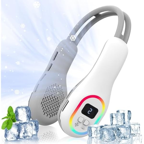 FU1999 Portable Neck Fan 360° Wind Direction Adjustment Bladeless Neck Fan, 6000 mAh Battery ...