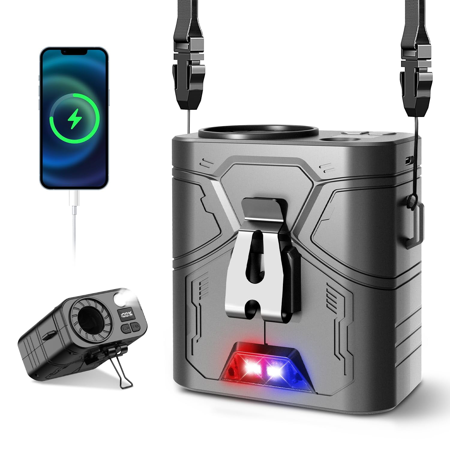 FU199920000mAh Portable Waist Fan, Clip-On Wearable Belt Fan with 5 ...