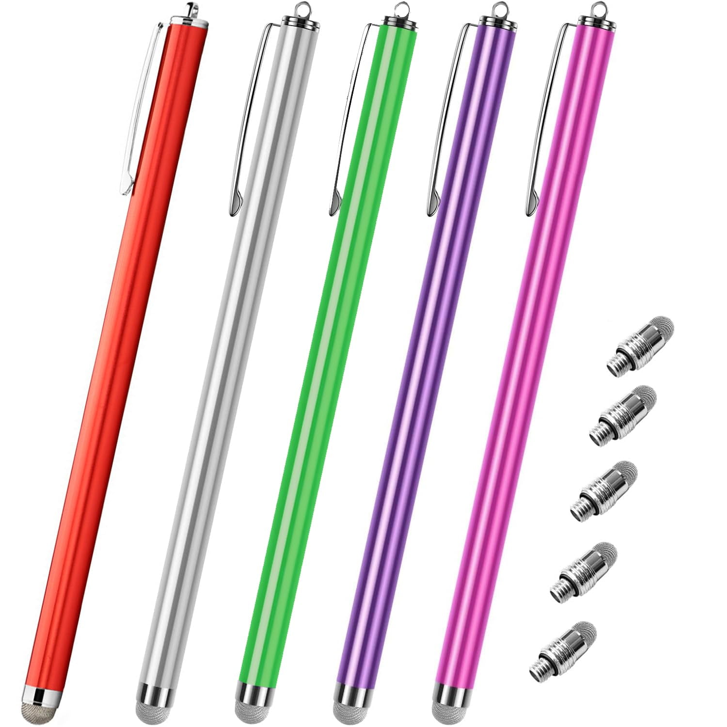 FU1999Extra Long Stylus pens for Touch Screens [5 Pack Fiber mesh Tips ...