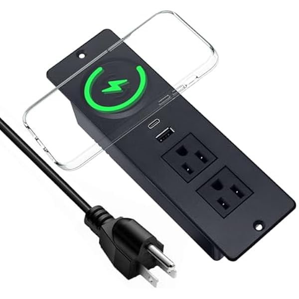 FU1999Recessed Power Strip with 15W Wireless Charger,Furniture Recessed ...