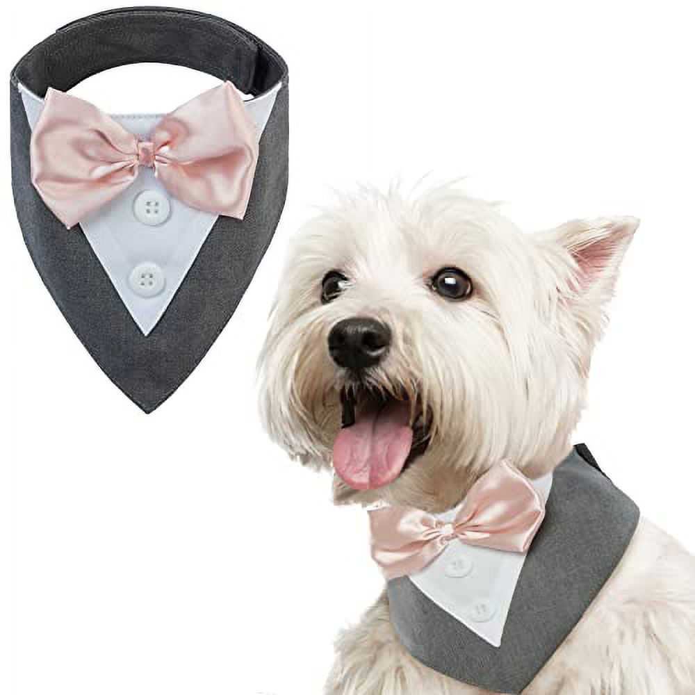 FUAMEY Dog Tuxedo,Formal Dog Wedding Bandana Dog Collar with Bow Tie ...