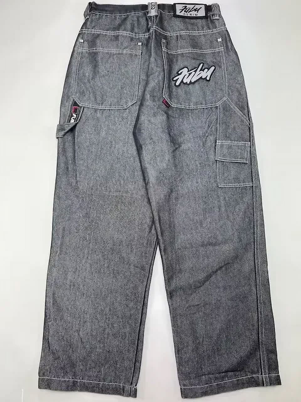 FUBU Jeans Men Y2K Hip Hop Letter Graphics Vintage Baggy Harajuku Denim Pants Casual Low Waisted ...