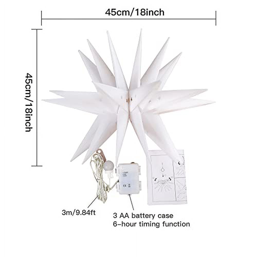 FUCHSUN 18" LED Moravian Star Light, Outdoor Hanging Stars Lights 3D ...