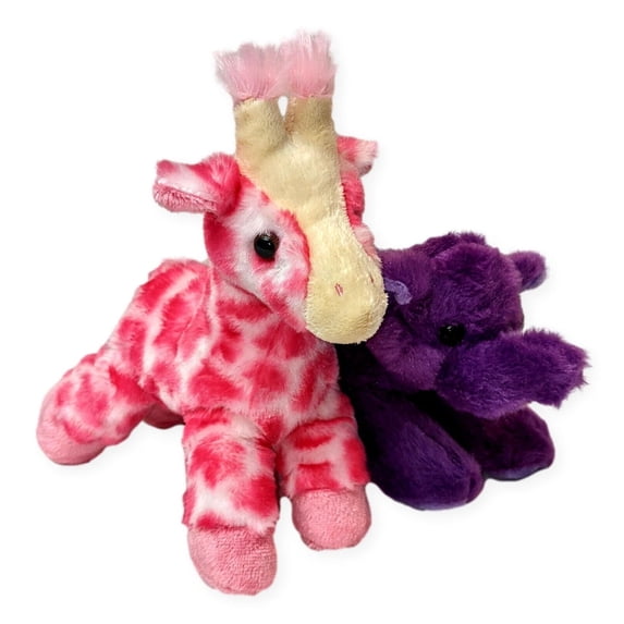 FUCSHIA GIRAFFE & VIOLET ELEPHANT Mini Flopsie 8" Stuffed Animal Plush ...