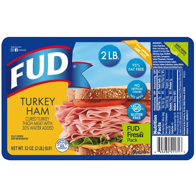 FUD Slc Turkey Ham - 4x4 12/2 lb. Resealable Plastic Pack (Made from ...