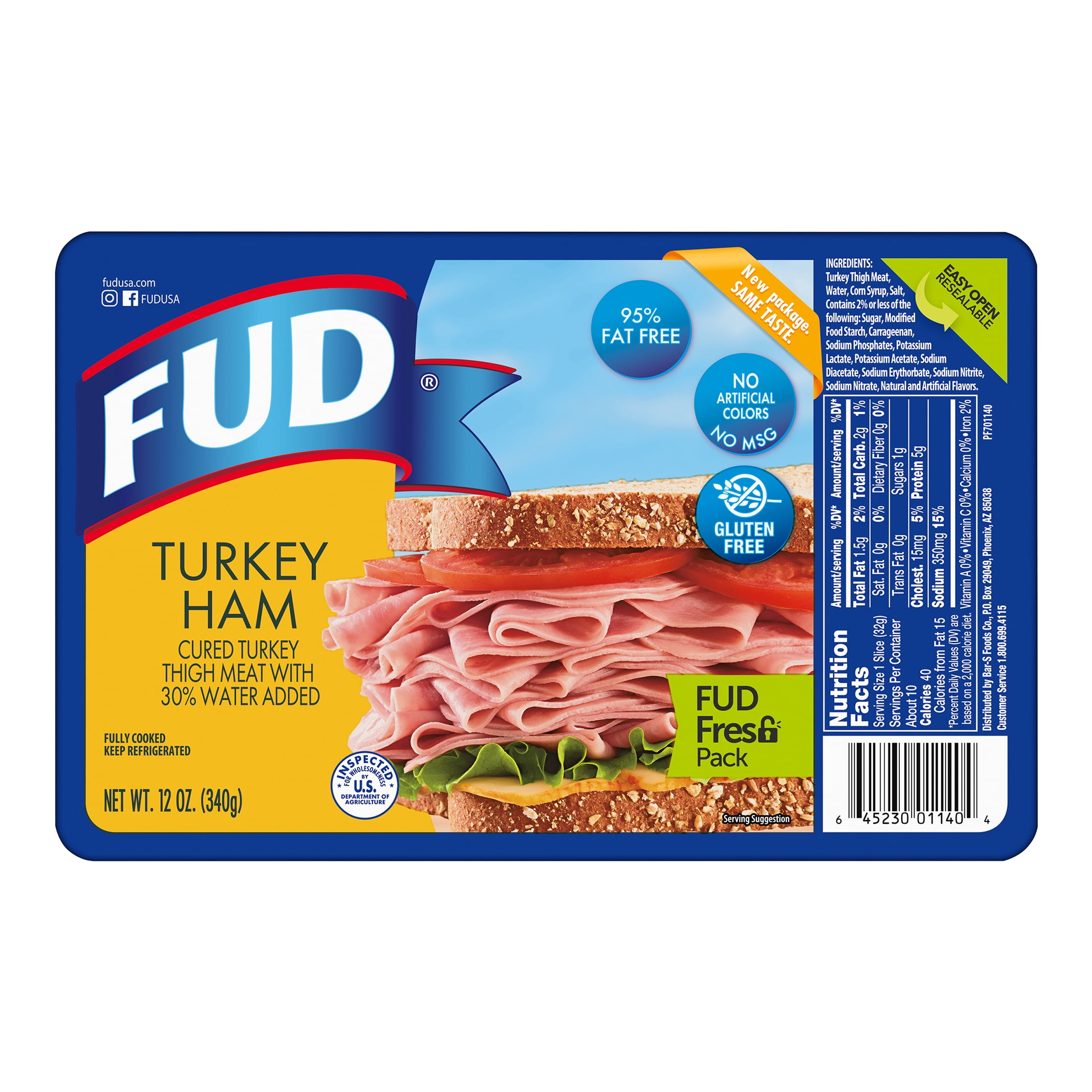 FUD Slc Turkey Ham 4x4 - 12 oz. Resealable Plastic Pack. Made with ...