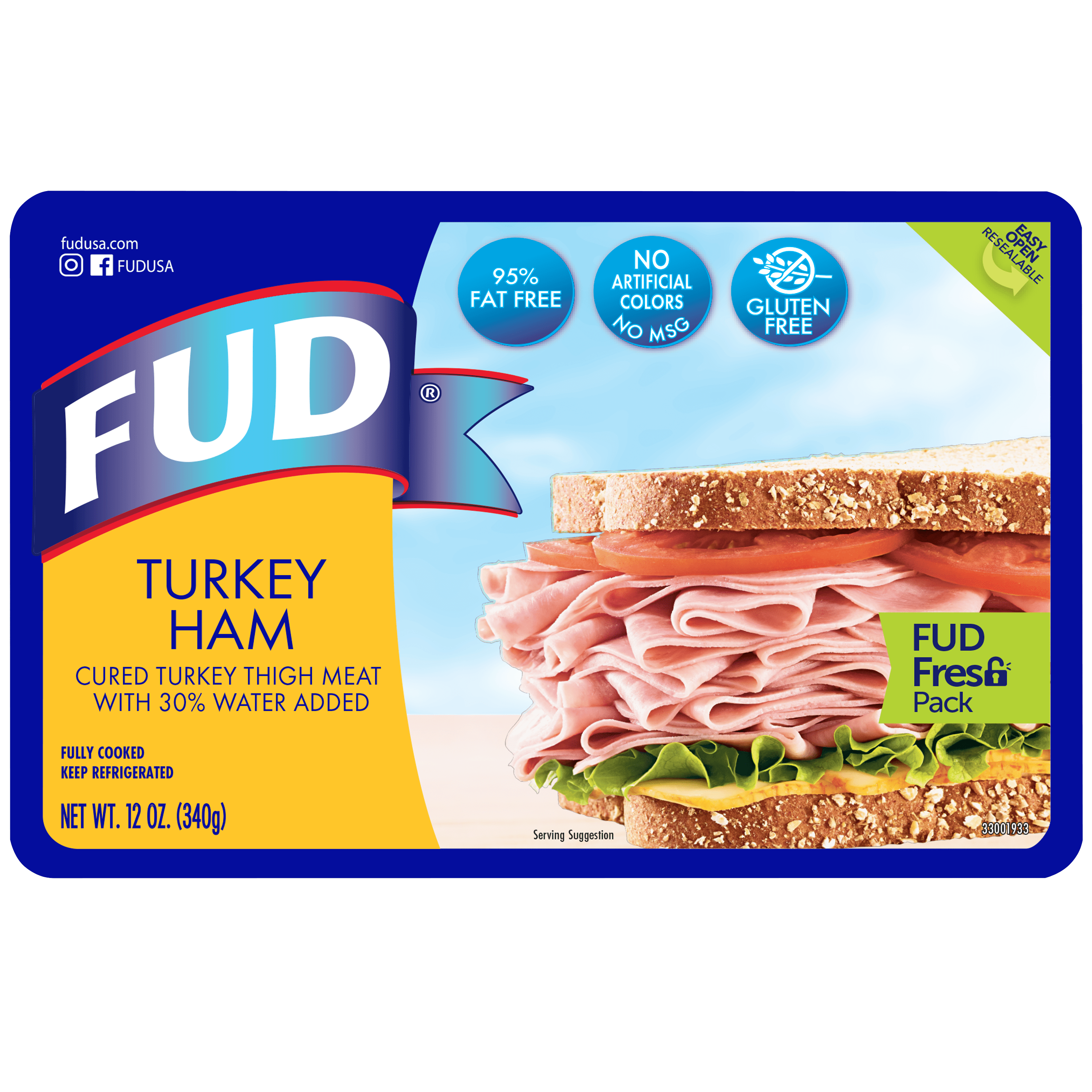 FUD Sliced Turkey Ham 12 oz. Resealable Pack, Refrigerated - Walmart.com