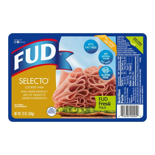 FUD Sliced Selecto Ham 4x6 18/12 oz - Resealable Semi-Rigid Plastic ...