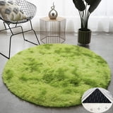 FUDAKUNA Fluffy Shaggy Area Rug Round 48" Gradient Green Plush Carpet ...